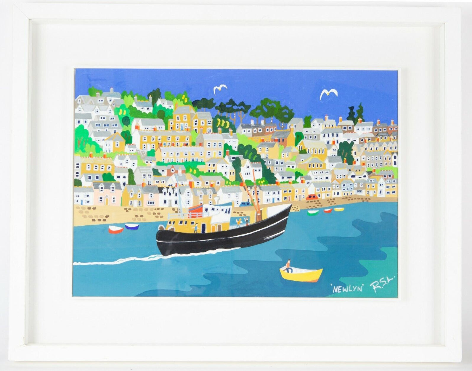 Richard Lodey 'Newlyn' Cornish Scene Acrylic & Gouache On Board, Signed ...