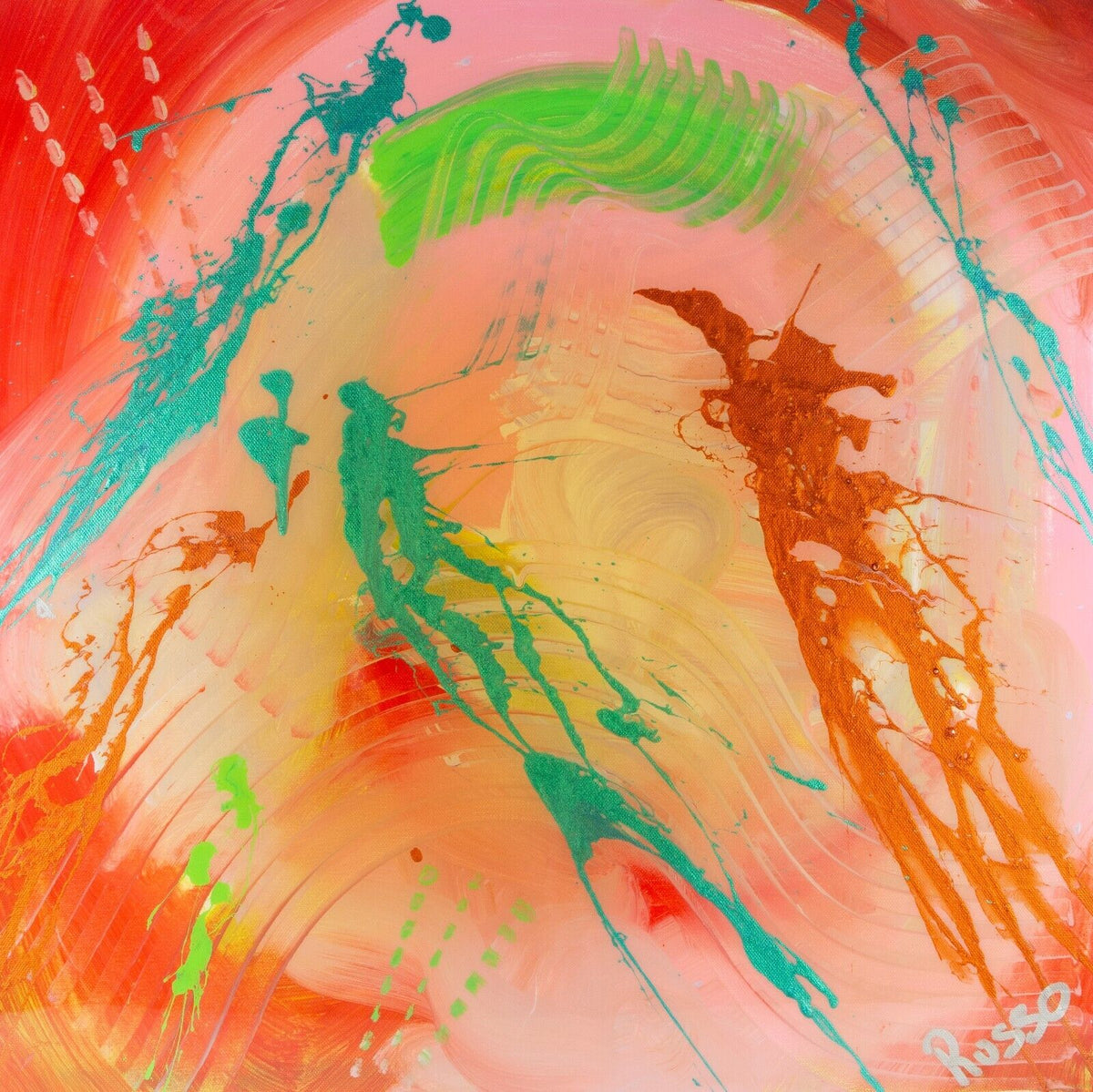 Antonio Russo 'Koi Justin Bieber' Abstract, Acrylic On Canvas, Signed ...