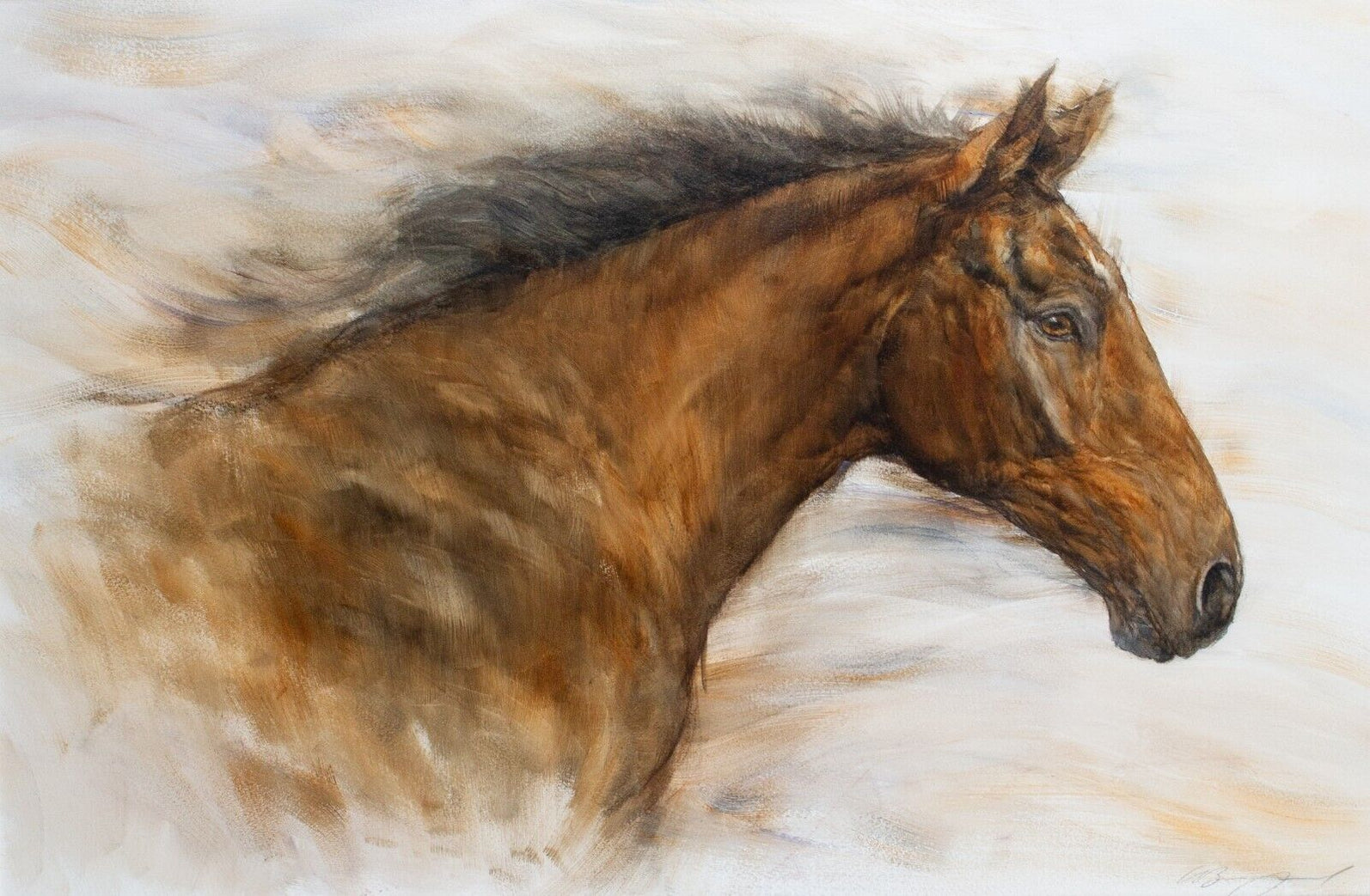 Gary Benfield (B.1965) -Soft Breeze- Horse Study, Original Oil On Board ...