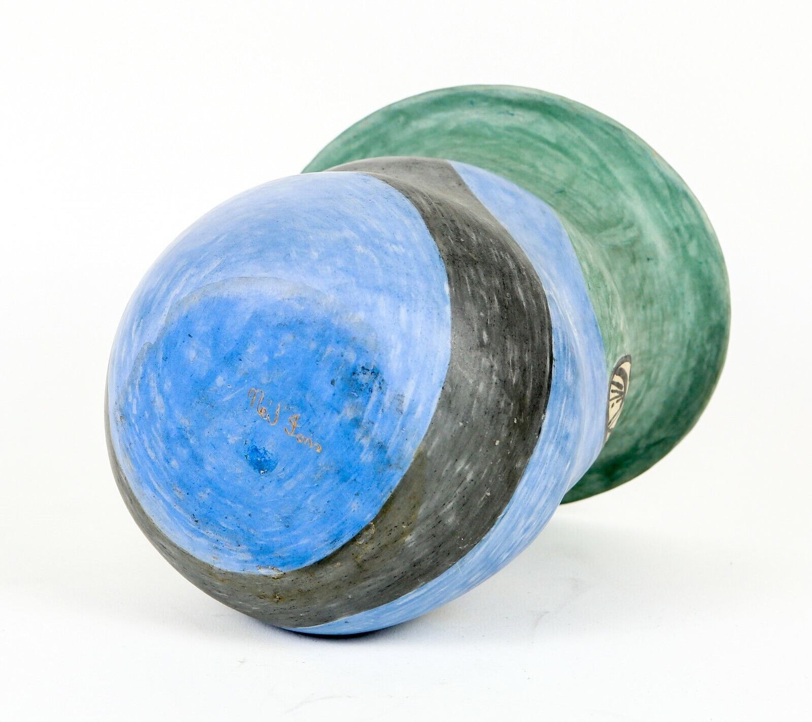 Neil Ions Studio Art Pottery Abstract/Graffiti Design Ribbed Vase — PM ...