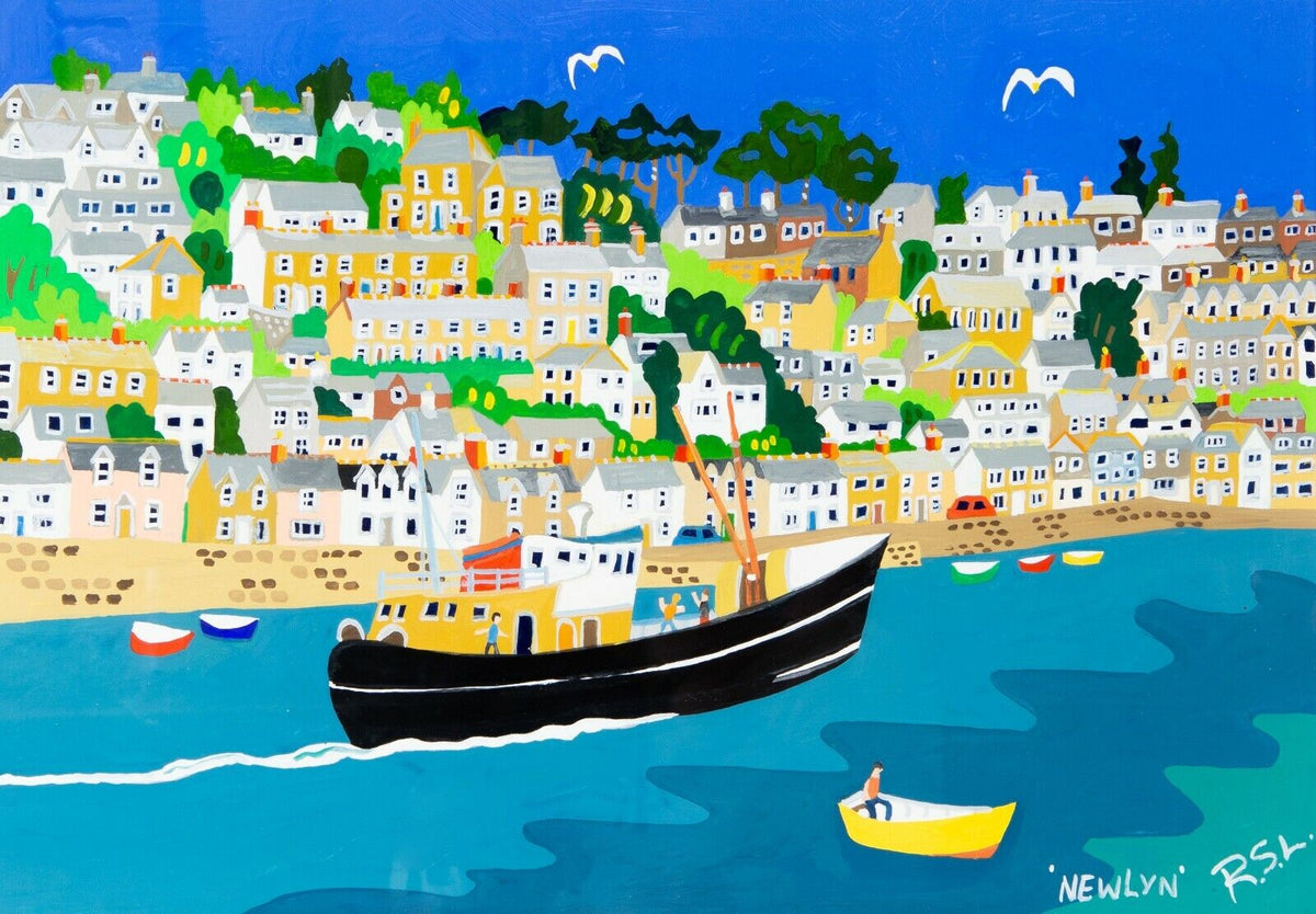 Richard Lodey 'Newlyn' Cornish Scene Acrylic & Gouache On Board, Signed ...
