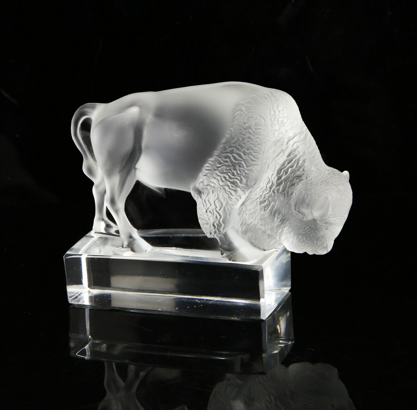 Lalique France - Bull Bison Buffalo Crystal Glass Paperweight Model ...
