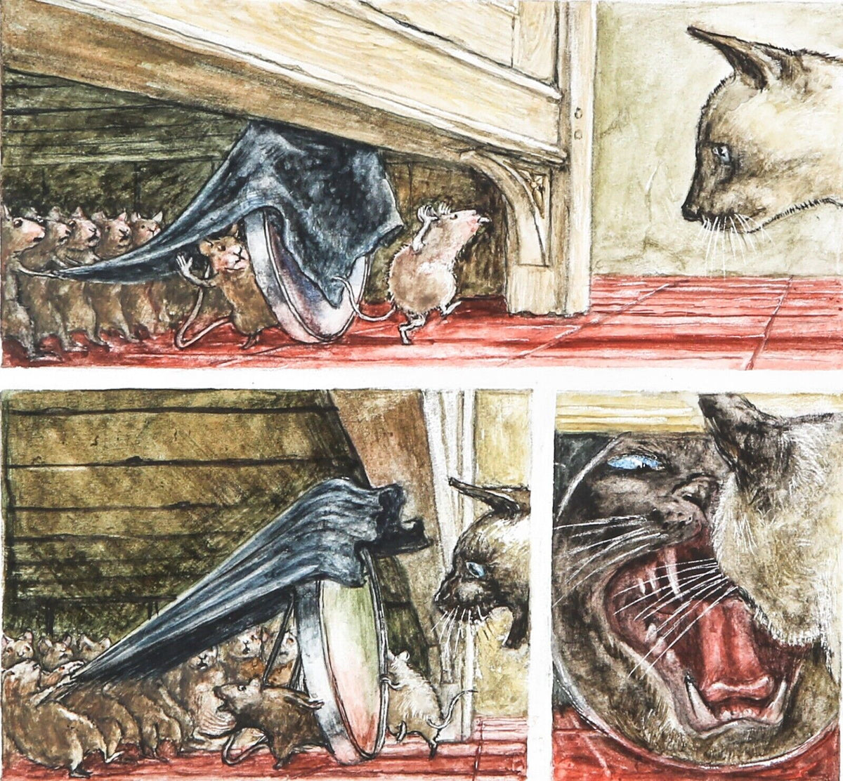 Graham Oakley, Church Mice Taunt Siamese Cat, Original Sampson Artwork ...