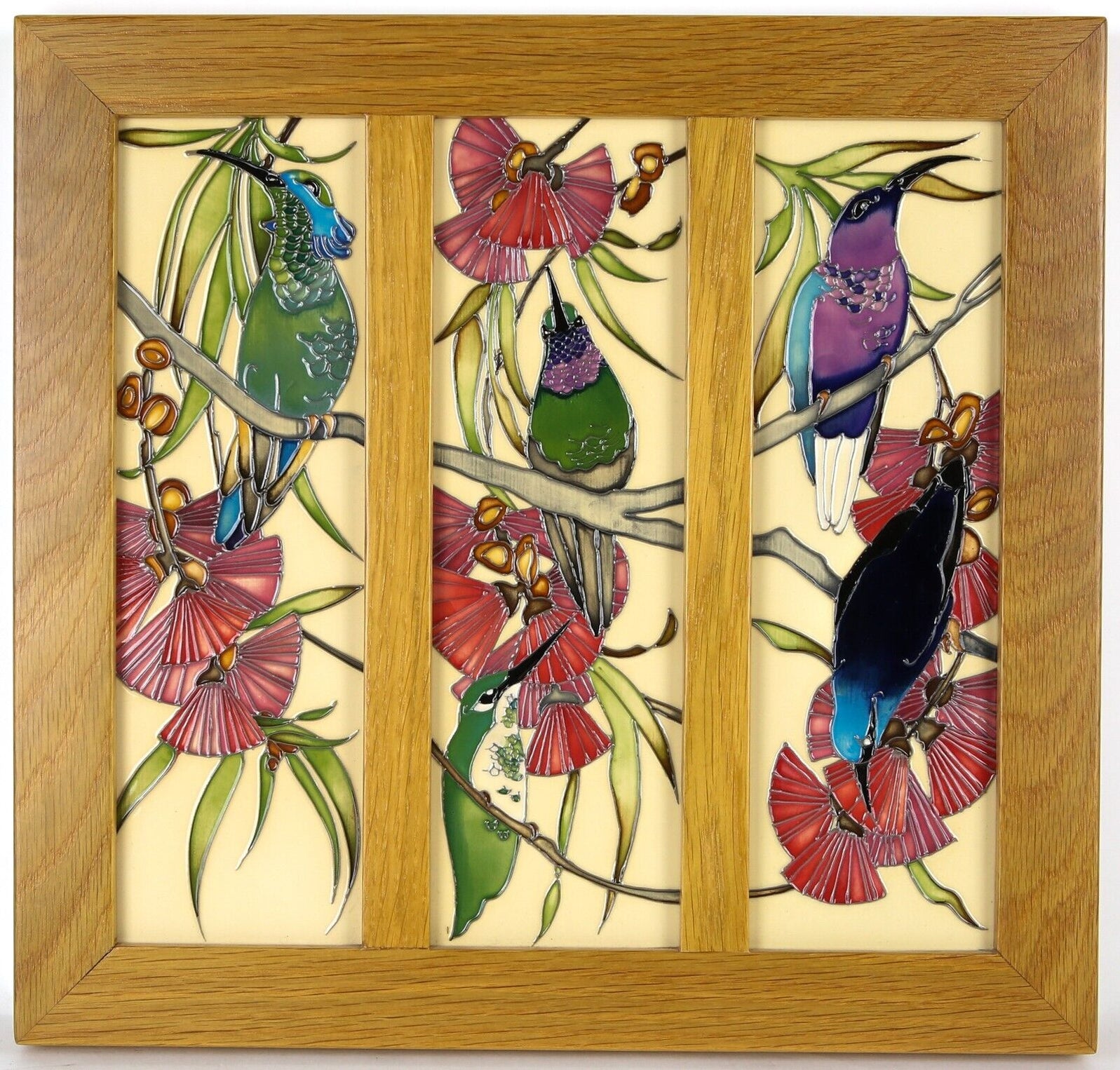 Moorcroft Pottery 'Colibris' 2014 Emma Bossons Triptych Humming Birds ...