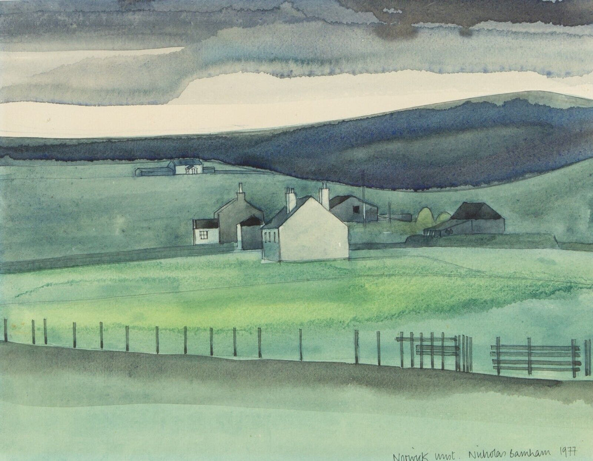 Nicholas Barnham, 'Crofts At Norwick Shetland' Ink & Watercolour ...